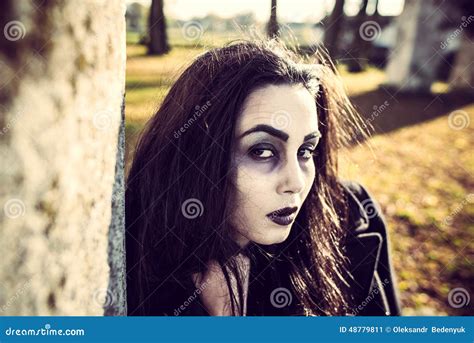 Long Hair Girl With Scary Makeup Stock Image Image Of Fantasy Dark