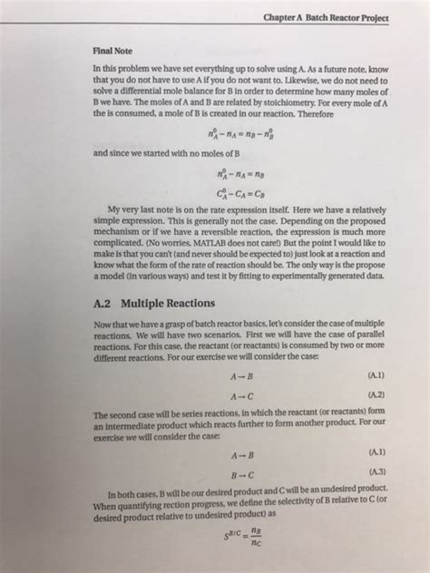 Appendix A Batch Reactor Project A Getting Started Chegg
