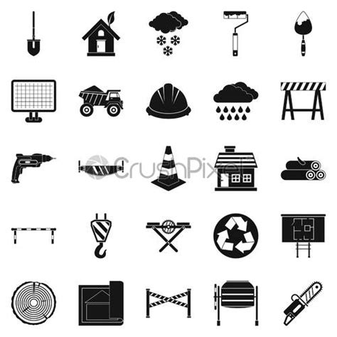 Construction Material Icons Set Simple Style Stock Vector 5469722