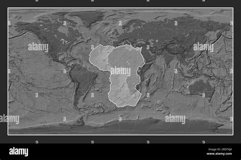 African Tectonic Plate On The Bilevel Elevation Map In The Patterson Cylindrical Oblique