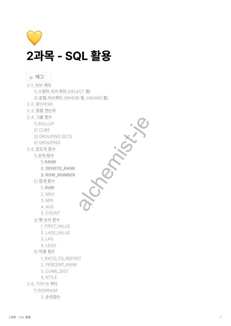 2024 Sqld 2과목 요약정리 Pdf 공유