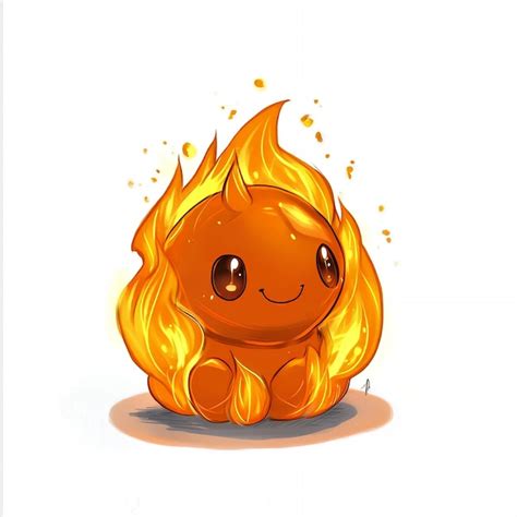 Cute Fire Elemental Character Illustration Premium Ai Generated Image