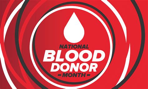 국가 혈액 기증자의 달 인식 및 예방 1 월에 연간 축 하 의료 의료 개념 인간의 지원과 보호 포스터 배너 및 배경 벡터 일러스트레이션 1월에 대한 스톡 벡터 아트 및 기타