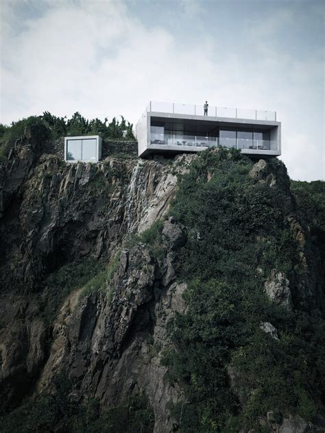 Trace Architecture Office Perches Cafe On Jiming Island Cliff Edge