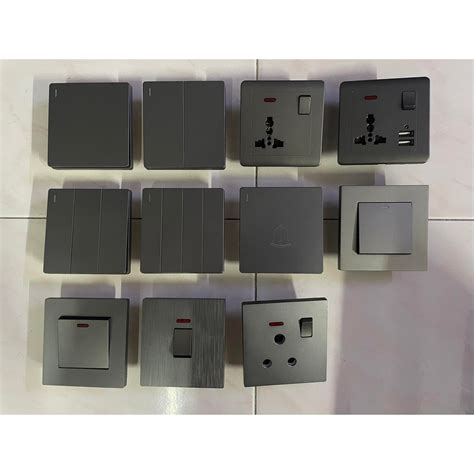 Offer~ Grey Switch Lampu Kipas 10a Plug Socket 13a Round Socket 15a Doorbell Outdoor