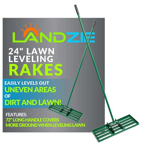 Han Chong Lawn Leveling Rake 24 Inch Wide 72 Inch Handle Powder Coated Yard Garden And Lawn