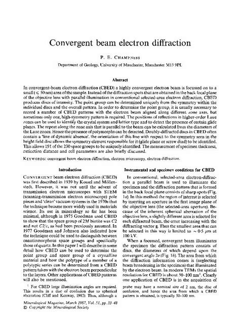 Pdf Convergent Beam Electron Diffraction Pagesarchive Mmvolume51