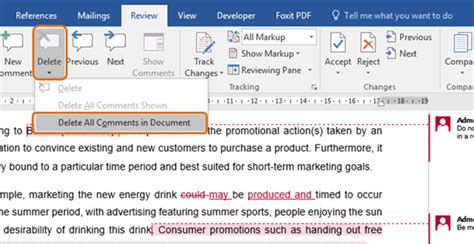 how to insert and delete a comment tutorial microsoft word 2016