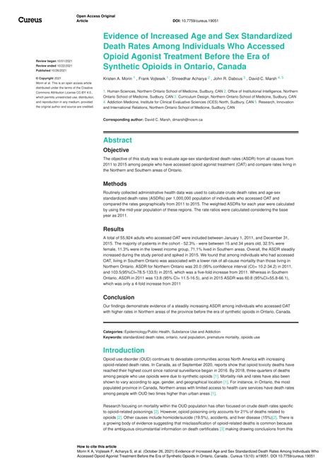 Pdf Evidence Of Increased Age And Sex Standardized Death Rates Among