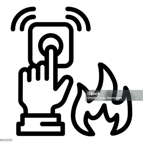 Ilustración De Icono De Línea Del Botón De Alarma De Emergencia La Mano