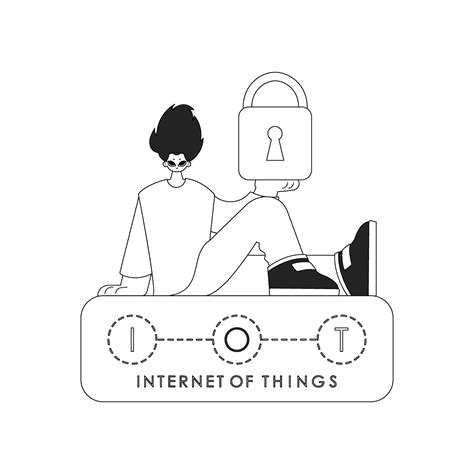 Man Safeguarding An Internet Of Things Door Lock Vector Art Depicting Data Security 29090846