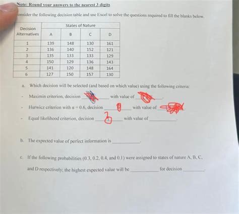 Orsider The Following Decision Table And Use Exeel To