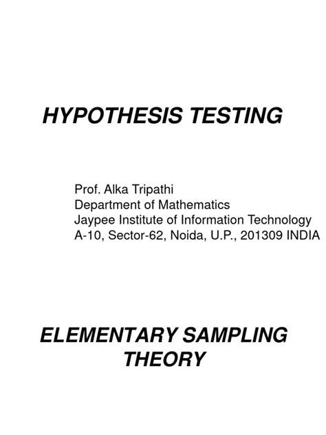 Hypothesis Testing 23092023 Pdf Statistical Hypothesis Testing