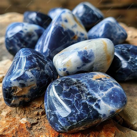 Premium Photo Tumbled Blue And White Sodalite Gemstone Crystals