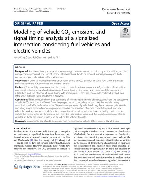 Pdf Modeling Of Vehicle Co2 Emissions And Signal Timing Analysis At A