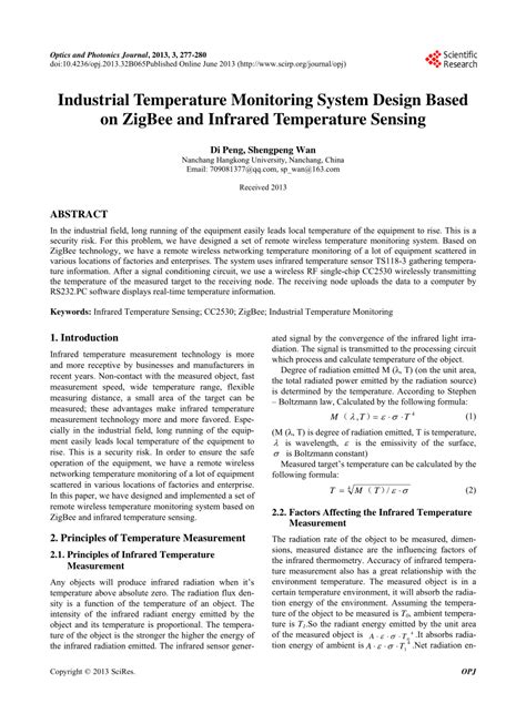 PDF Industrial Temperature Monitoring System Design Based On ZigBee And Infrared Temperature