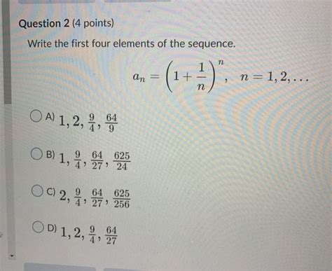 solved question 2 4 points write the first four elements