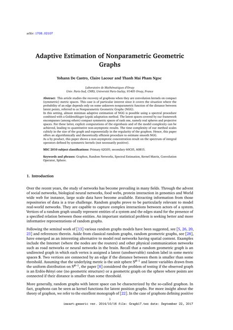 pdf minimax adaptive estimation of nonparametric geometric graphs