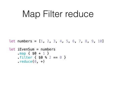 Map Reduce And Filter In Swift Ppt
