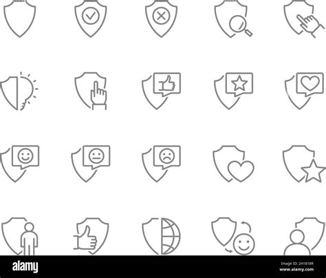 Set Of Defense Line Icons Shield Security Protective Protection Safe And More Stock Vector