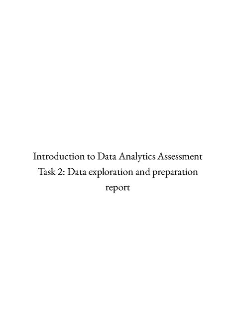 Ida A2 Assignment 2 Data Preprocessing Task Report Introduction