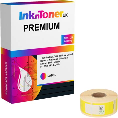 Premium Compatible Dymo 11352 Yellow Yellow Label Return Address 25mm X