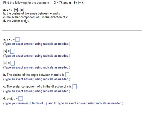 solved find the following for the vectors mathbf{v} 10
