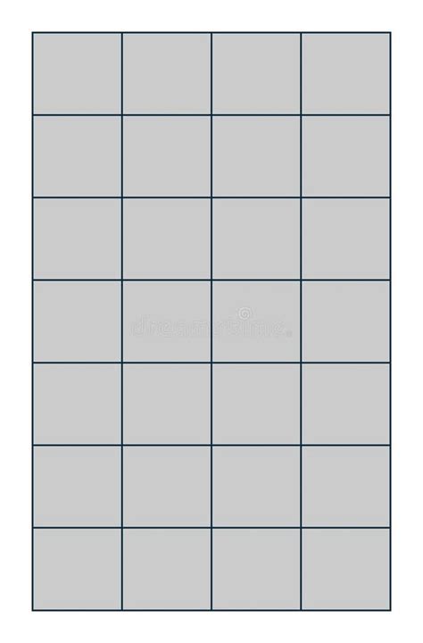 Blank Grid Layout With 4 X 7 Squares For Design Planning Stock
