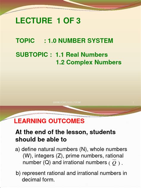 Lecture 1 Of 3 Chapter 1 Pdf Numbers Rational Number