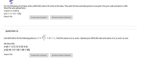 Solved For The Following Set Of Data Write A MATLAB Code Chegg