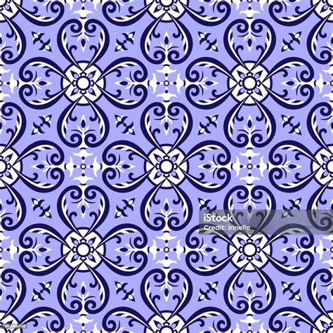 파란색과 흰색 장식으로 멕시코 타일 패턴 벡터입니다 포르투갈 Azulejo 멕시코 탈 스페인 델 프 트 네덜란드 또는 이탈리아 모티브 타일된 바닥 세라믹 또는 직물 디자인에