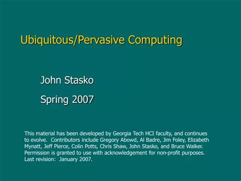 Ppt Pervasive Computing Challenges Themes And Beyond Desktop Machines