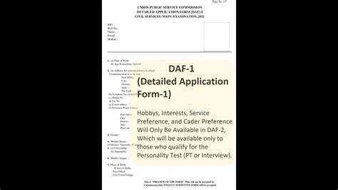 Upsc Daf 2023 Application Form Printable Forms Free Online