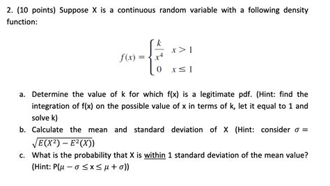 solved 2 10 points suppose x is a continuous random
