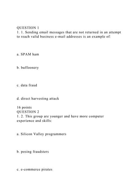 Question 11 1 Sending Email Messages That Are Not Returned In Docx