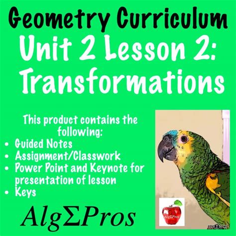 Geometry Unit 2 Lesson 2 Transformations Tpt