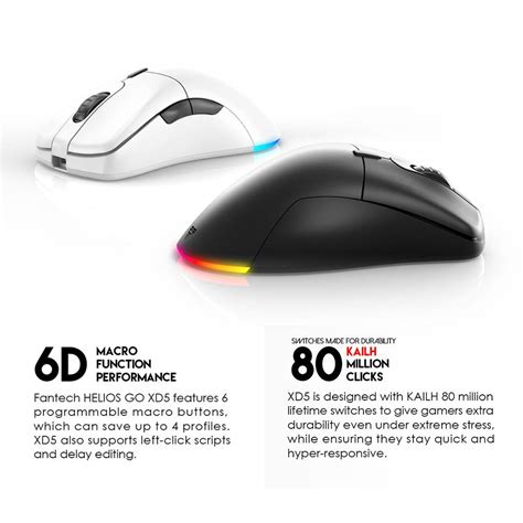 Fantech HELIOS GO XD5 Wireless Mouse Gaming RGB Dual Mode PIXART 3370 ...