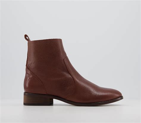 Office Ashleigh Flat Ankle Boots Brown Leather Womens Ankle Boots