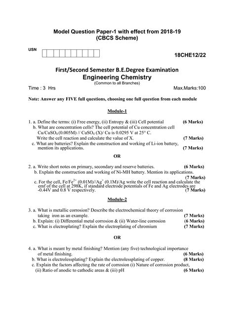 1 And 2 Semester Vtu 2018 Cbcs Scheme Model Question Papers Pdf
