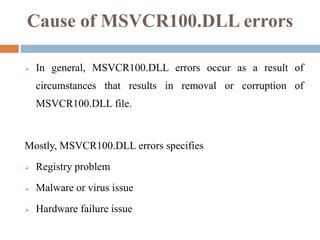 How To Fix Msvcr Dll Is Missing Error PPT