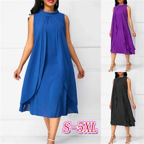 Plus Size Layered Sleeveless Chiffon Dress Wish