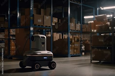 The Work Of An Automated Robot In Sorting And Transit Warehouses Generative Ai Stock