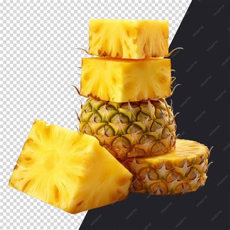 투명한 배경 3d 그림에 격리된 파인애플 조각 프리미엄 Psd 파일