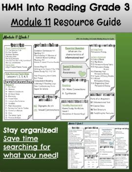 HMH Into Reading Third Grade Weekly Resource Guide MODULE TpT