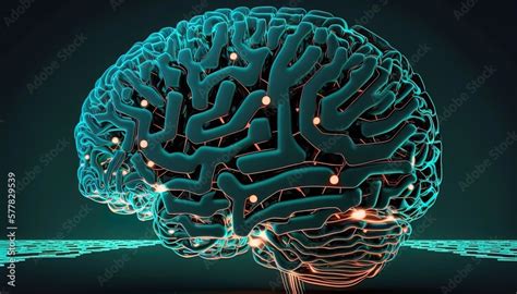 Ai Brain Artificial Intelligence Artificial Brain In The Middle Of The Neural Data Network Of