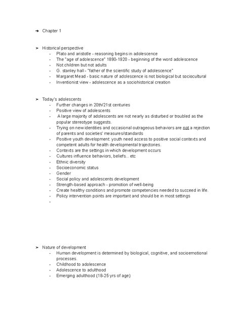 Adolescent Psych Notes Ch Chapter Historical Perspective Plato And Aristotle Reasoning