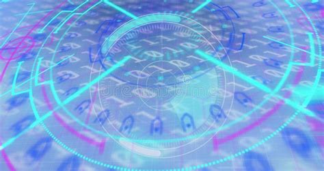 Animation Of Scope Scanning And Data Processing Over Blue Background Stock Footage Video Of