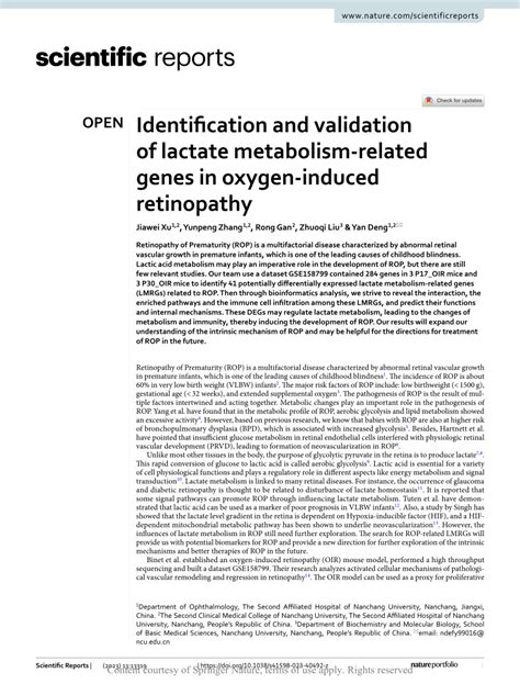 Pdf Identification And Validation Of Lactate Metabolism Related Genes