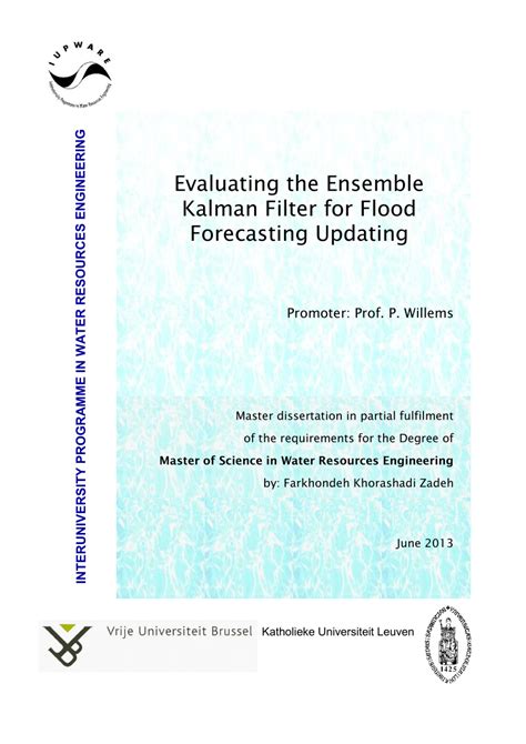 Pdf Evaluating The Ensemble ‎kalman Filter For Flood ‎forecasting