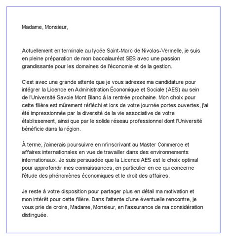 Lettre De Motivation Parcoursup Exemple Et Mod Les